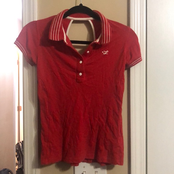 Luxirie | Tops | Adorable Red Cutout Collared Shirt By Luxirie Like New ...